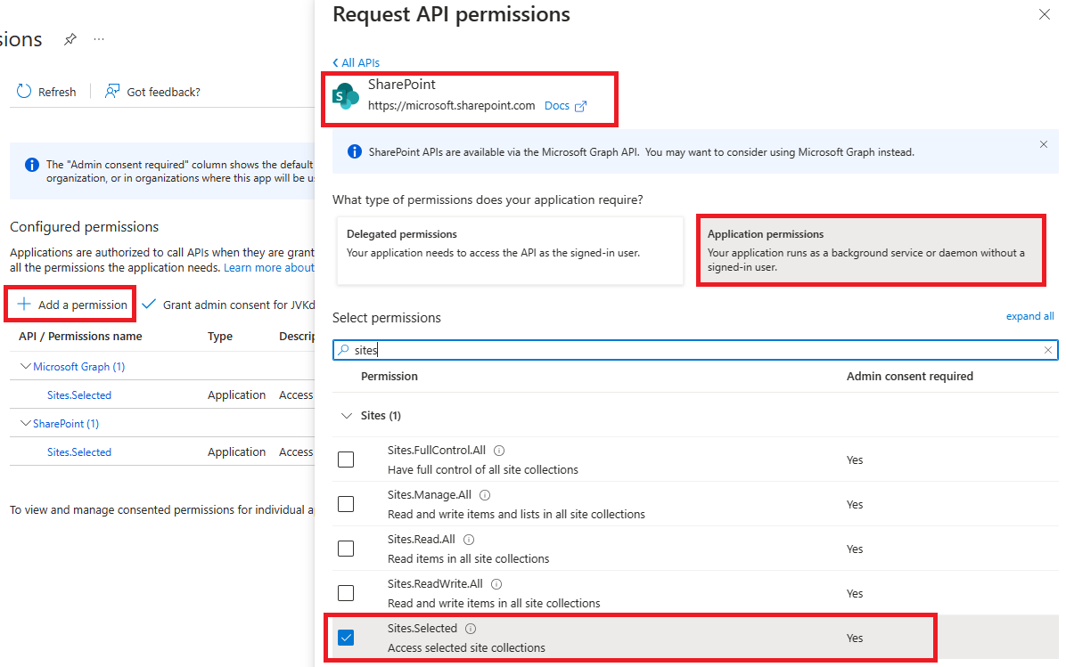 Sites.Selected API permissions for SharePoint access - Vlad's ...