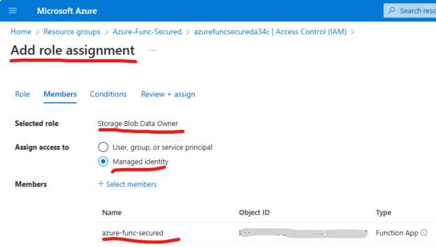 Azure Function app to access Storage via Microsoft Entra credentials ...